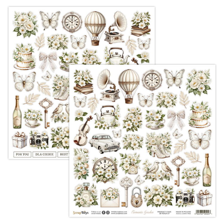ScrapBoys - Romantic Garden - Sheet with Elements to Cut Out 30,5 x 30 ...