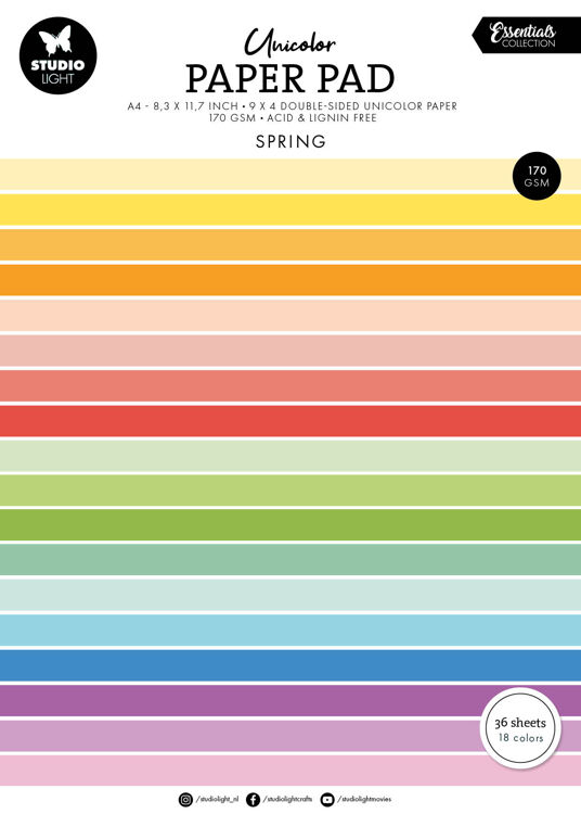 Studio Light - Essentials - Unicolor Paper Pad A4 - Spring | HobbyVision