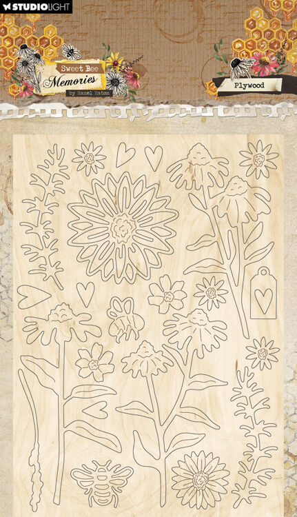 Studio Light - Sweet Bee Memories - Plywood Elements - Floral & Grunge ...