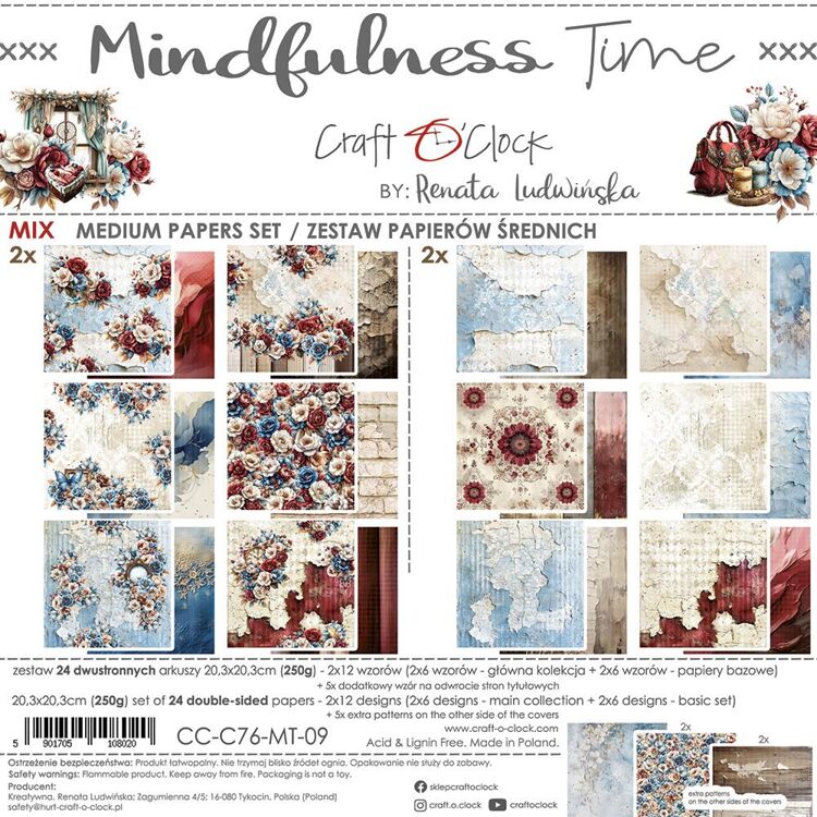 Craft O' Clock - Mindfulness Time - Mix Paper Set 20,3x20,3cm | HobbyVision